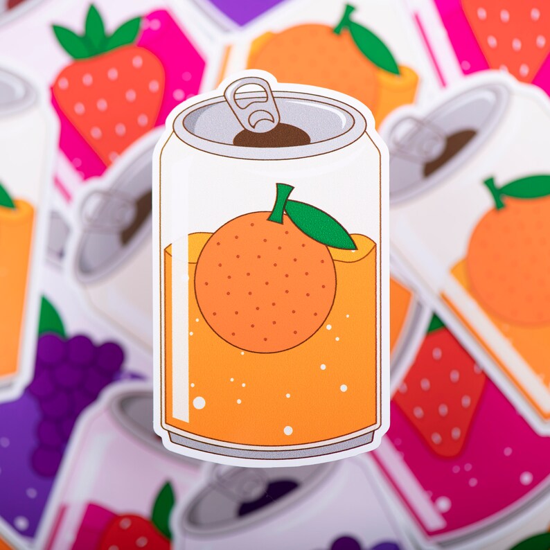 Fruit Soda Stickers | Soda Pop Can Stickers, Kawaii Fruit Stickers ...