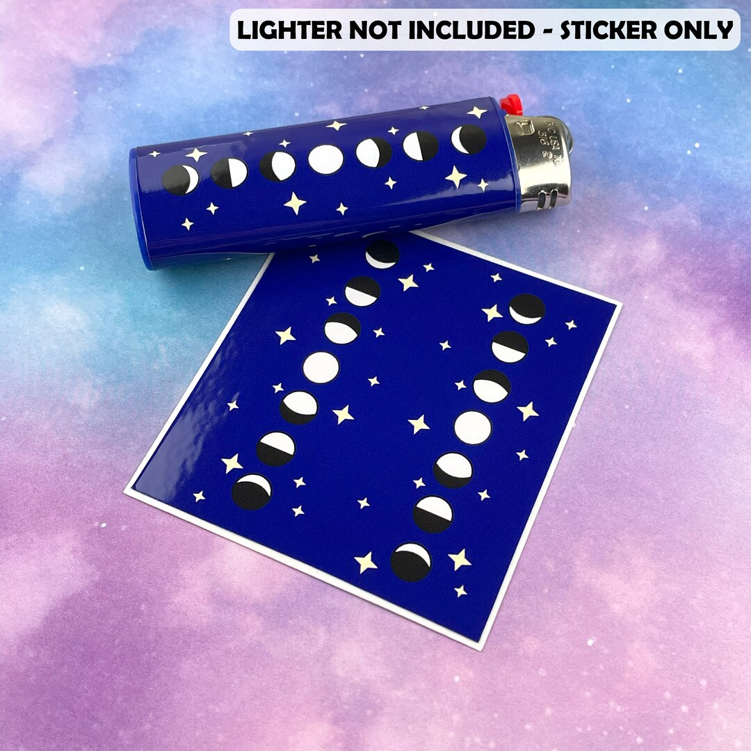 Moon Phases Lighter Wrap Sticker | Celestial Witchy Sticker, Mystical ...