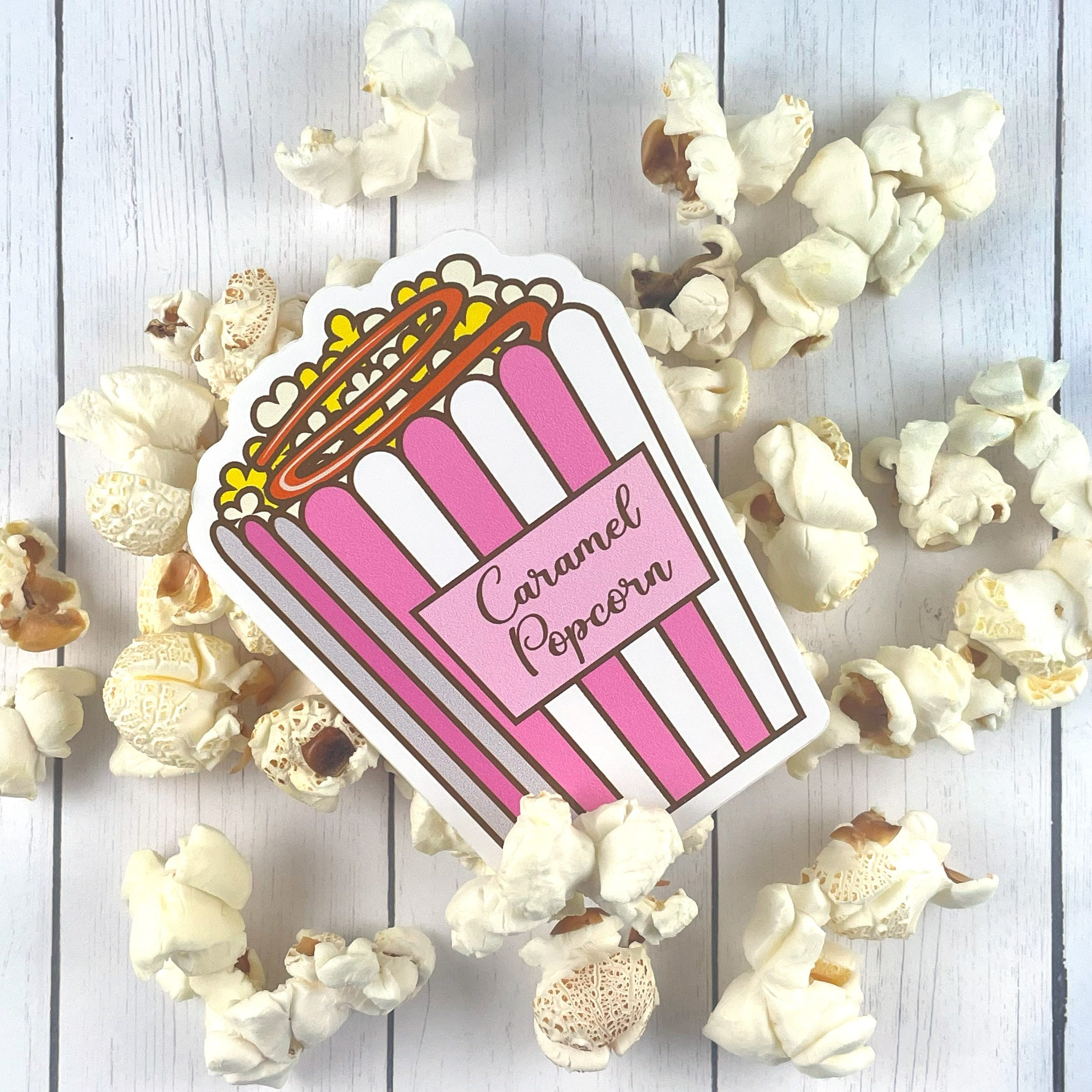Caramel Popcorn Sticker | Kawaii Food Sticker, Sweet Dessert Sticker ...