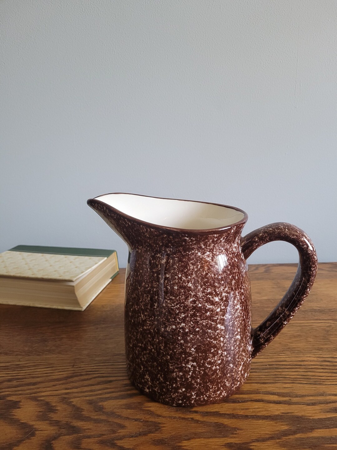 Vintage Brown Spongeware Pitcher/vase Made by Los Angeles Pottery - Etsy