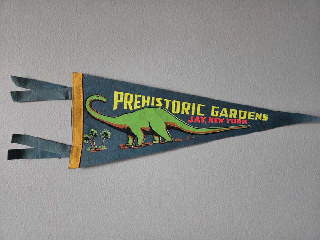Vintage 1960's Prehistoric Gardens Jay, NY Dinosaur Pennant - Etsy