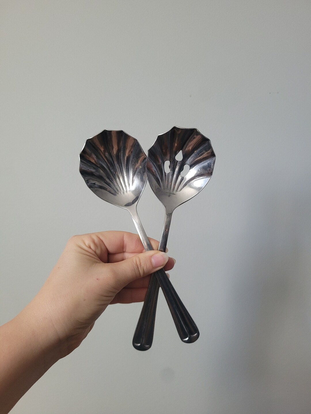 Vintage International Silver Shell Serving Spoon Set Silverware With ...