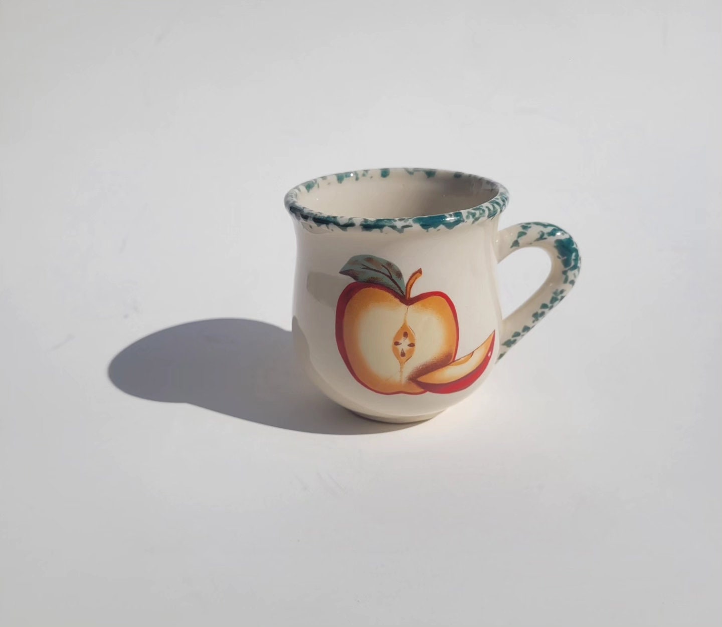 Vintage Ceramic Apple Mugs With Green Speckle - Etsy