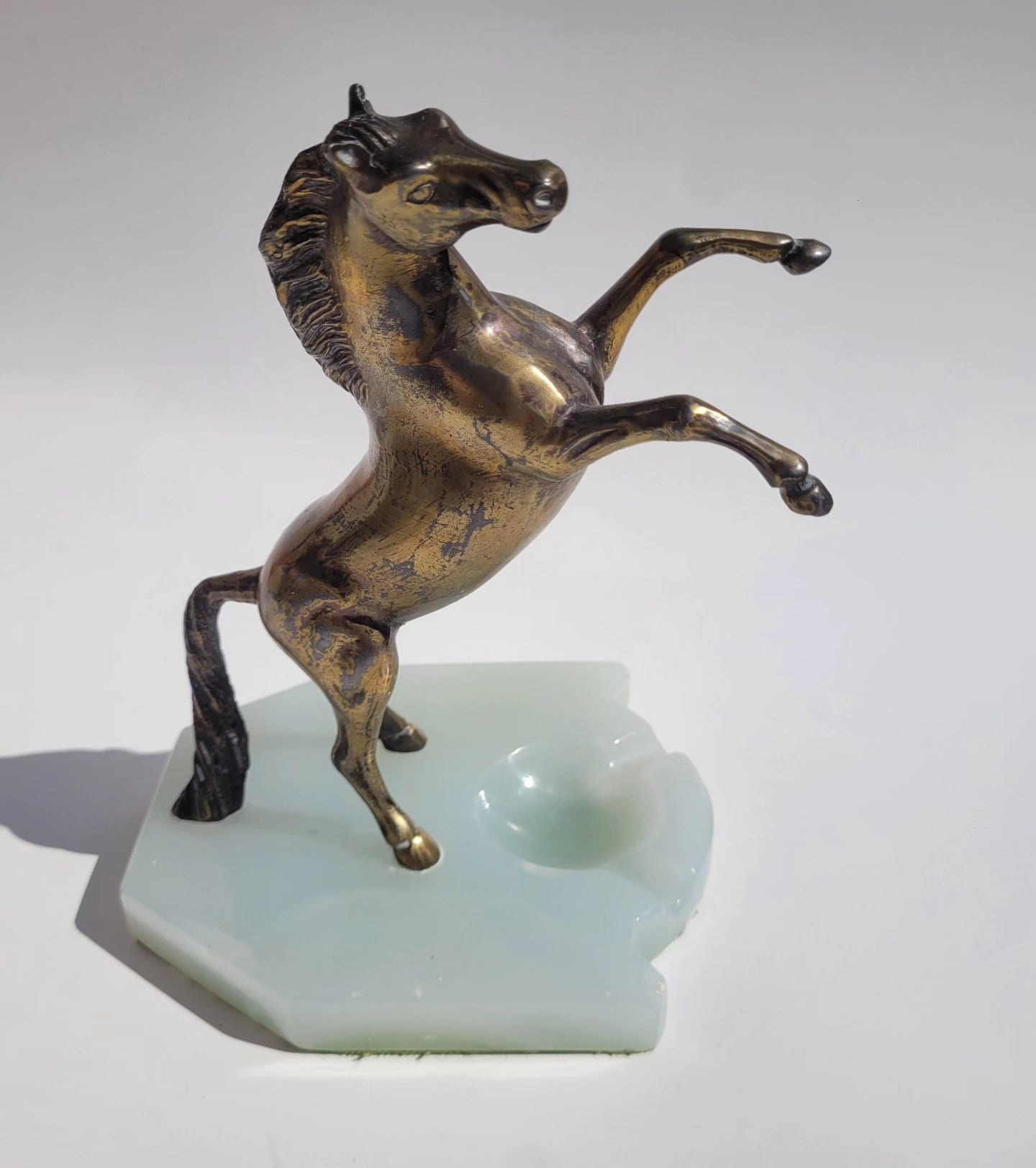 Vintage Brass Rearing Horse Figure With Marble Ashtray Base - Etsy