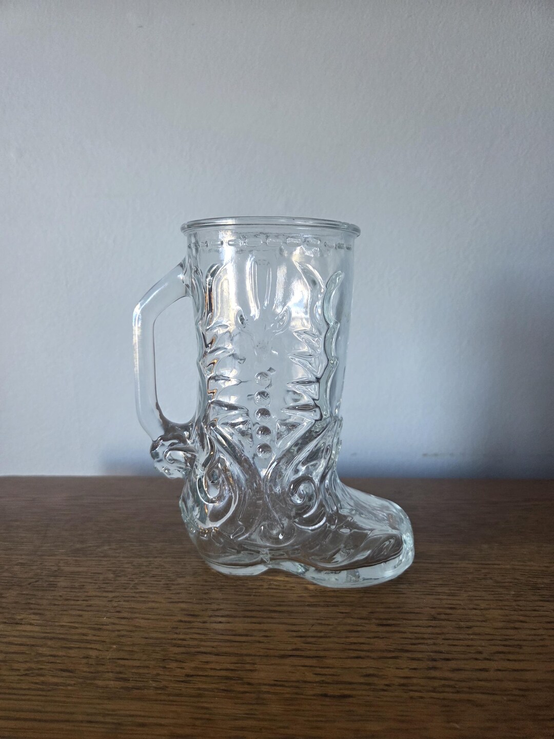 Vintage Clear Glass Western Cowboy Boot Mug - Etsy
