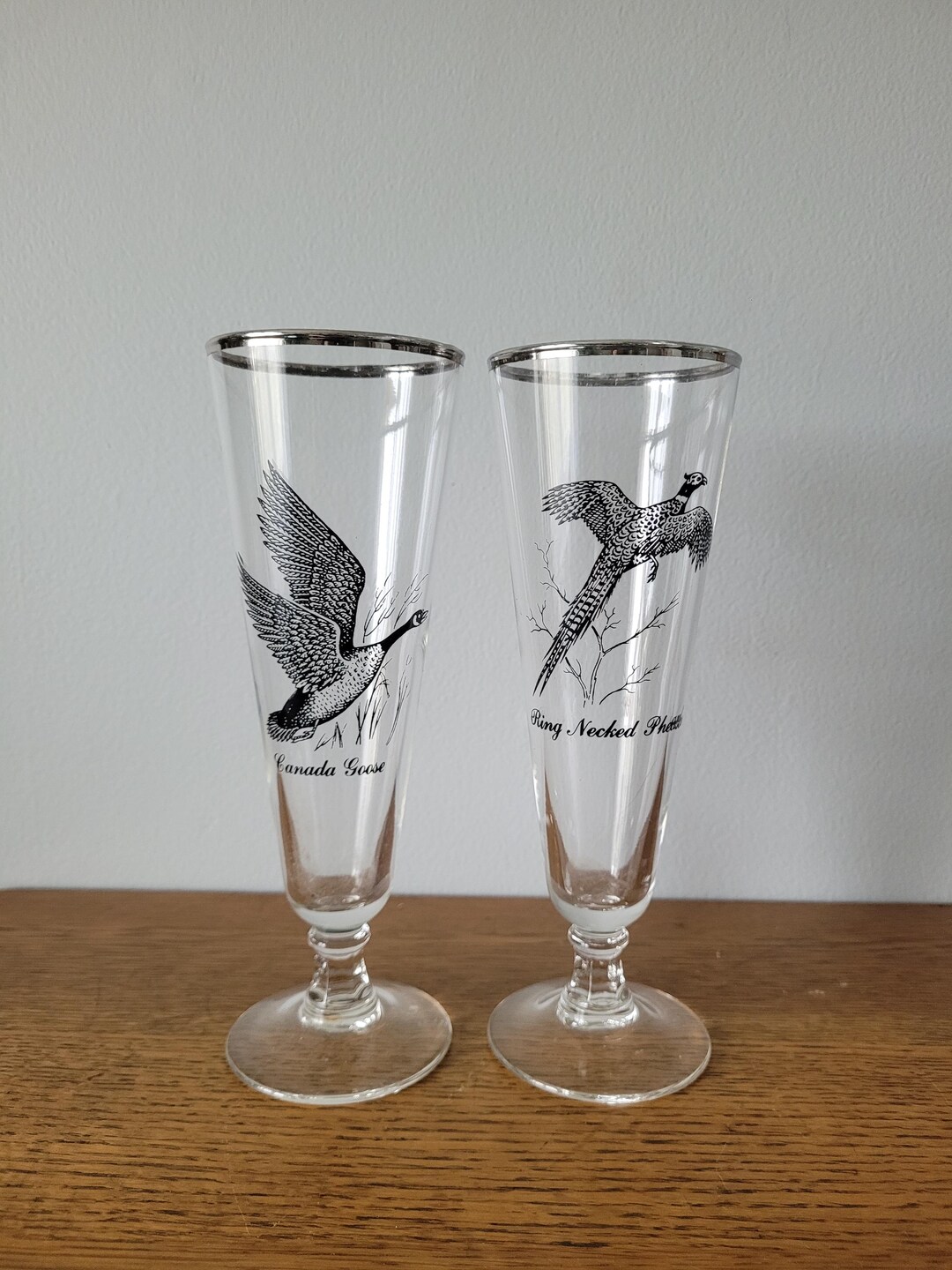 Vintage 1960's Federal Pilsner Game Bird Pheasant Goose Glasses Set of ...