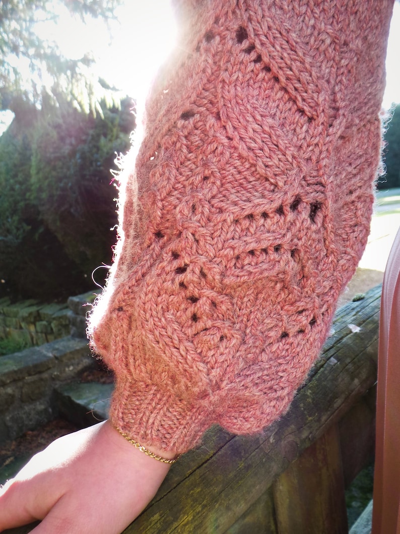 Raglan Top Down Aran Sweater Pattern With Dramatic Lace Sleeves ...