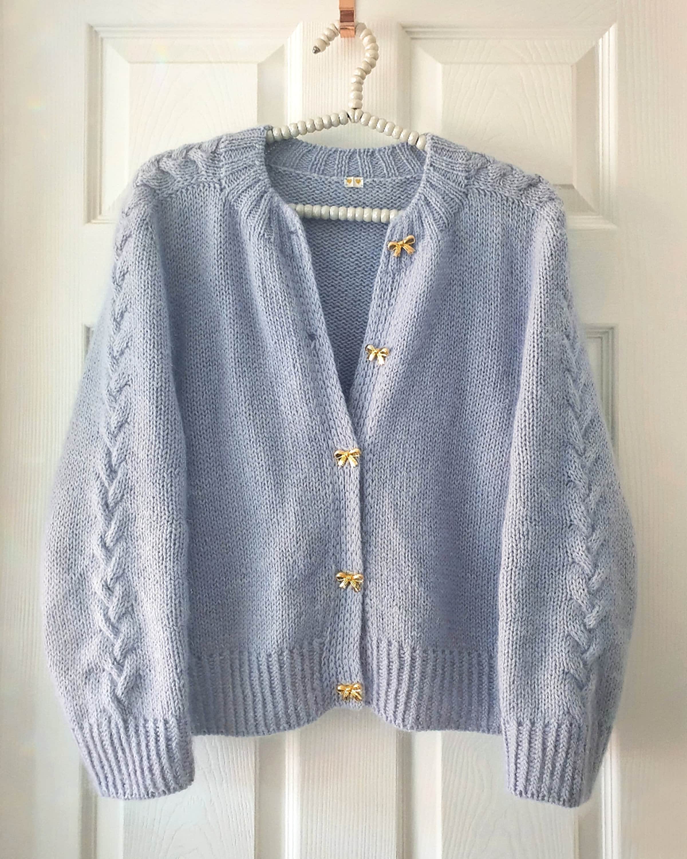 Top Down Saddle Shoulder Cardigan With Cable Details | Etsy