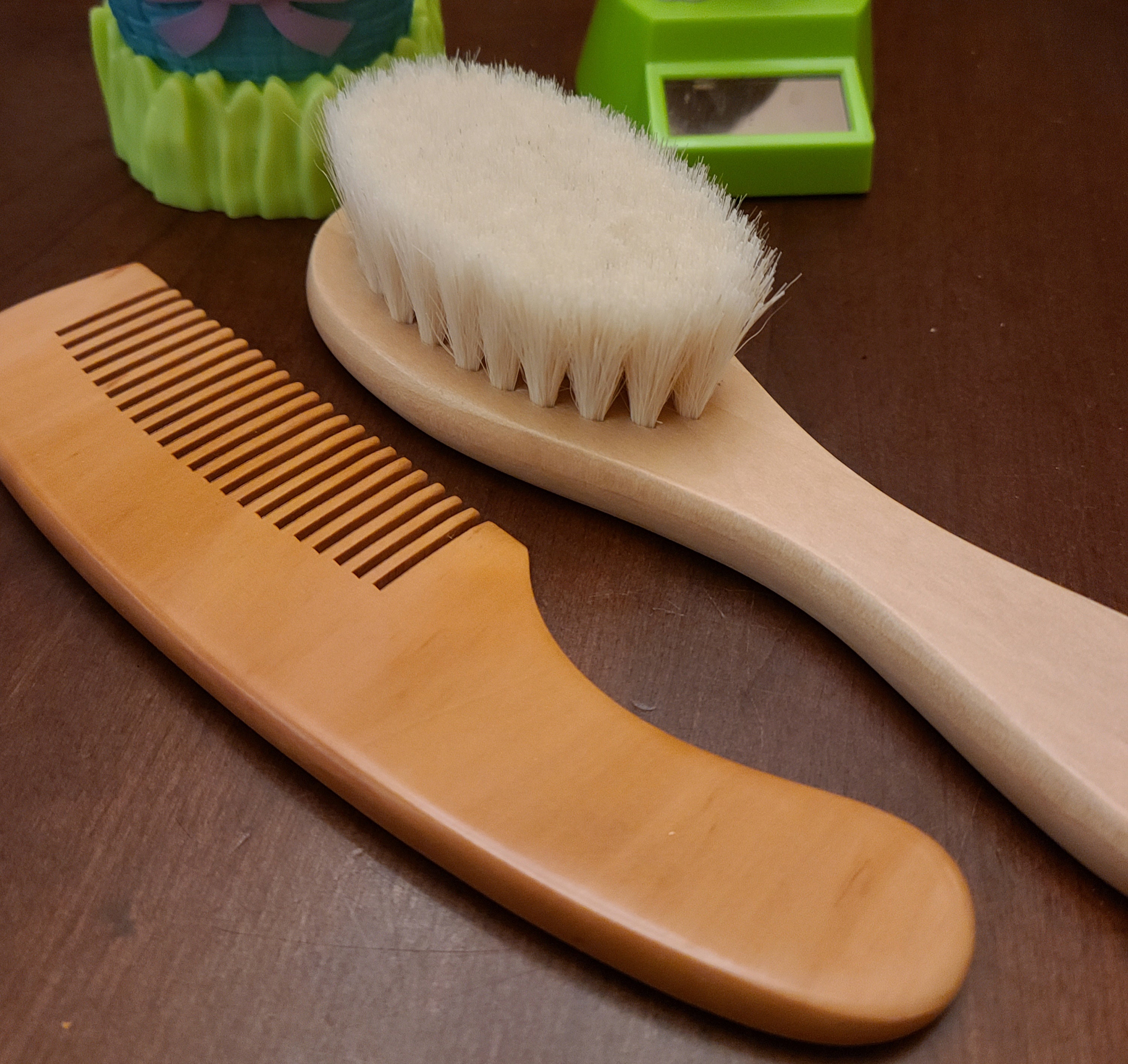 Natural Wood Comb and Brush Set, Blank Brush and Comb, Engravable Brush ...