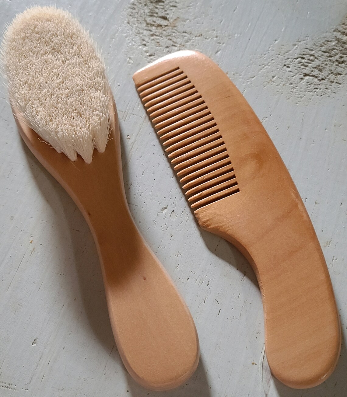 Natural Wood Comb and Brush Set, Blank Brush and Comb, Engravable Brush ...