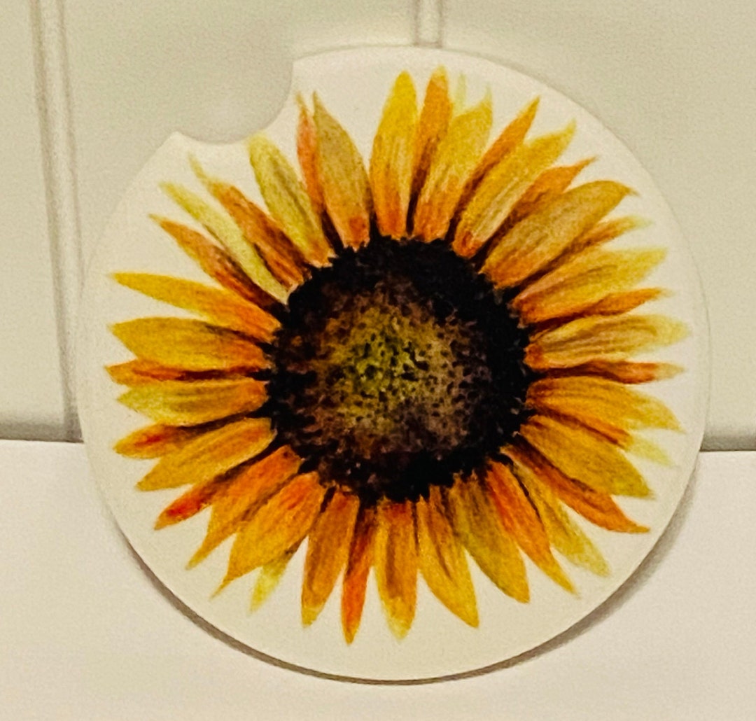 Sunflower Ceramic Car Coaster - Etsy