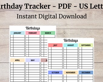 Birthday Countdown Calendar Instant Download Printable PDF - Etsy