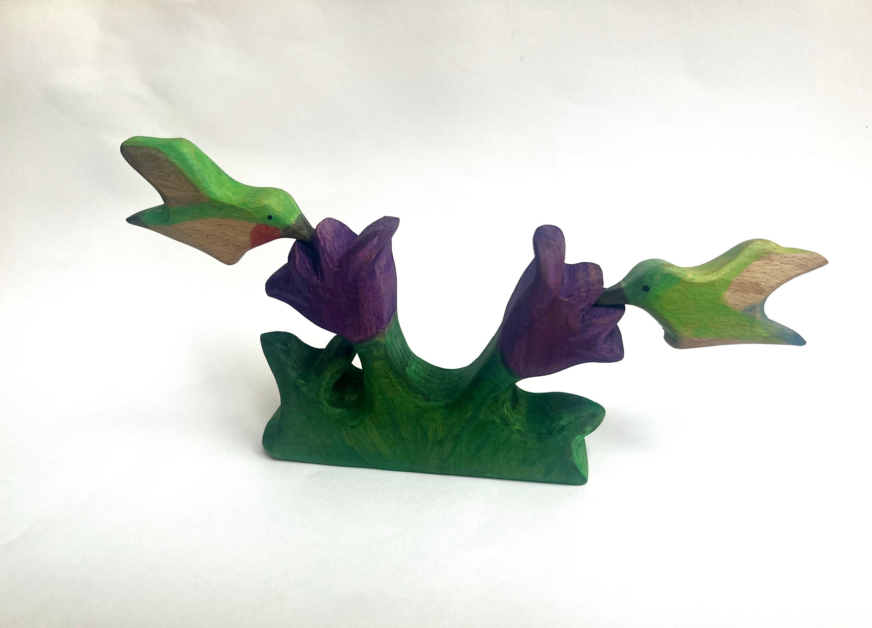Hummingbird Flower Wooden Toy Nature Table Montessori Waldorf Bird ...