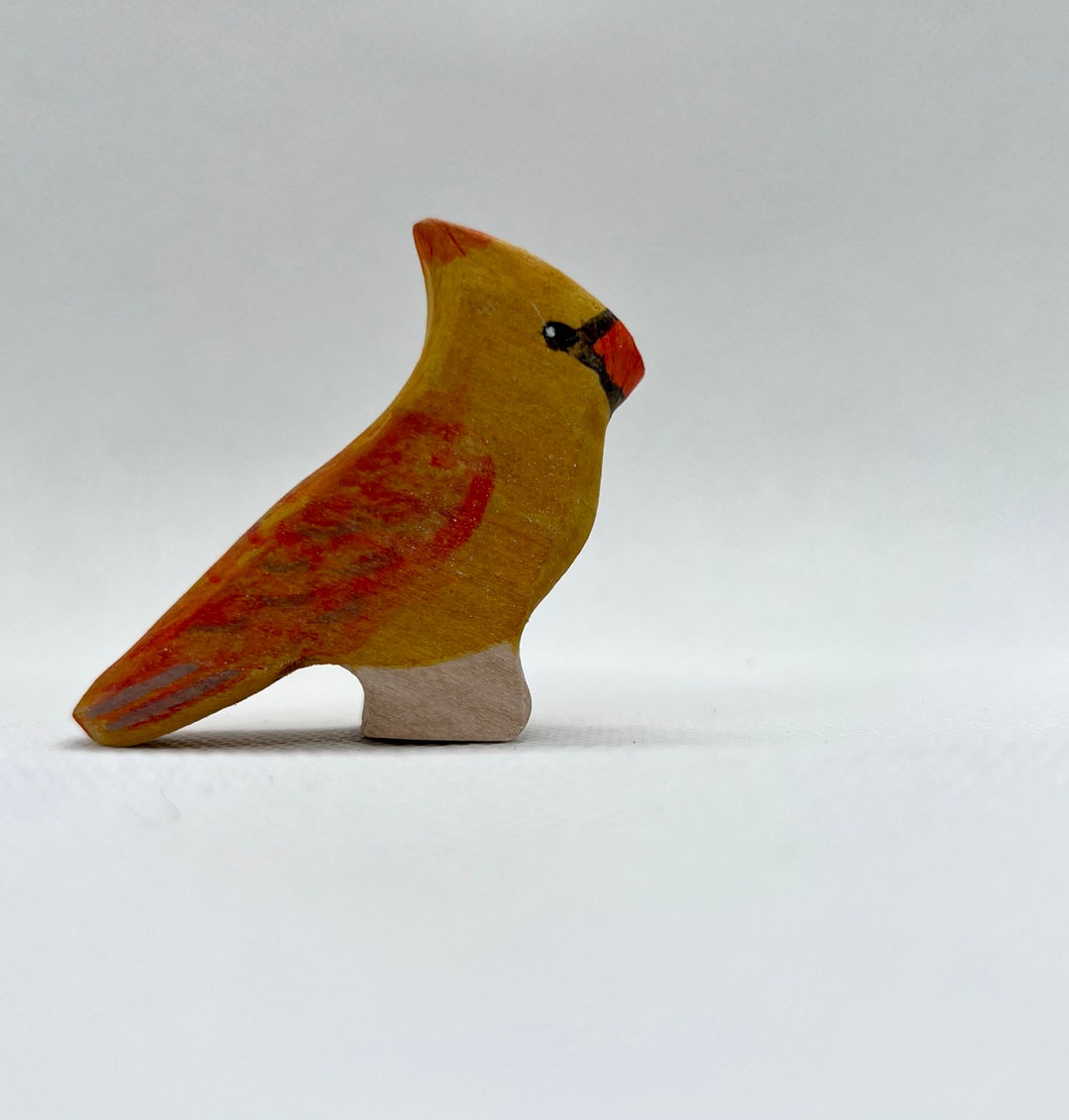 Female Cardinal Bird Wooden Toy Pretend Play Montessori Waldorf Vegan ...