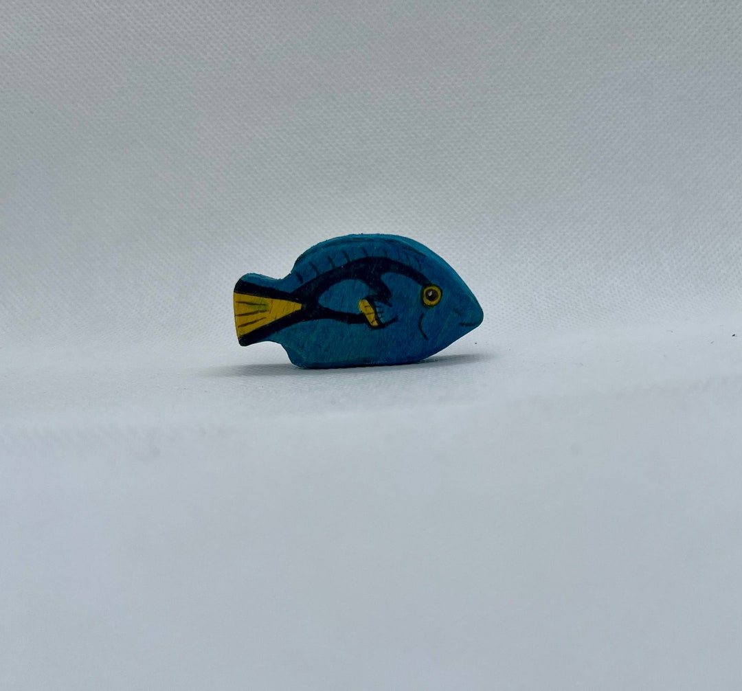 Blue Tang Fish Wooden Toy Pretend Play Montessori Waldorf Vegan Nature ...