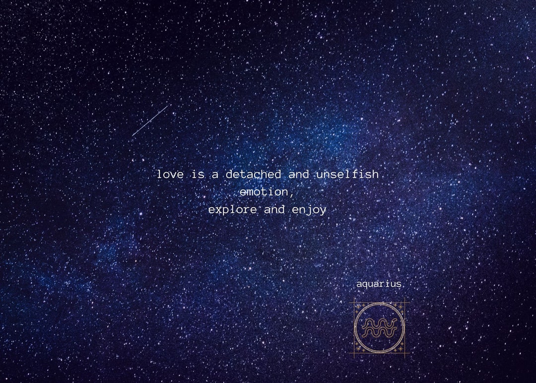 Aquarius Astrological Love Printable Notecard, Love is a Detached and ...