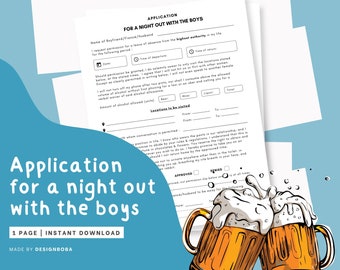 Application for a Night Out With the Boys Printable - Funny Printable ...