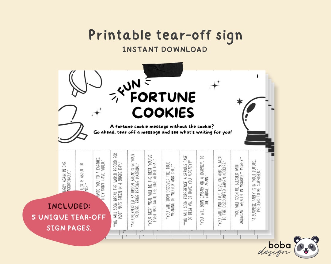 Printable Fortune Cookies Tear off Sign Funny Office Wall Decor, Funny ...