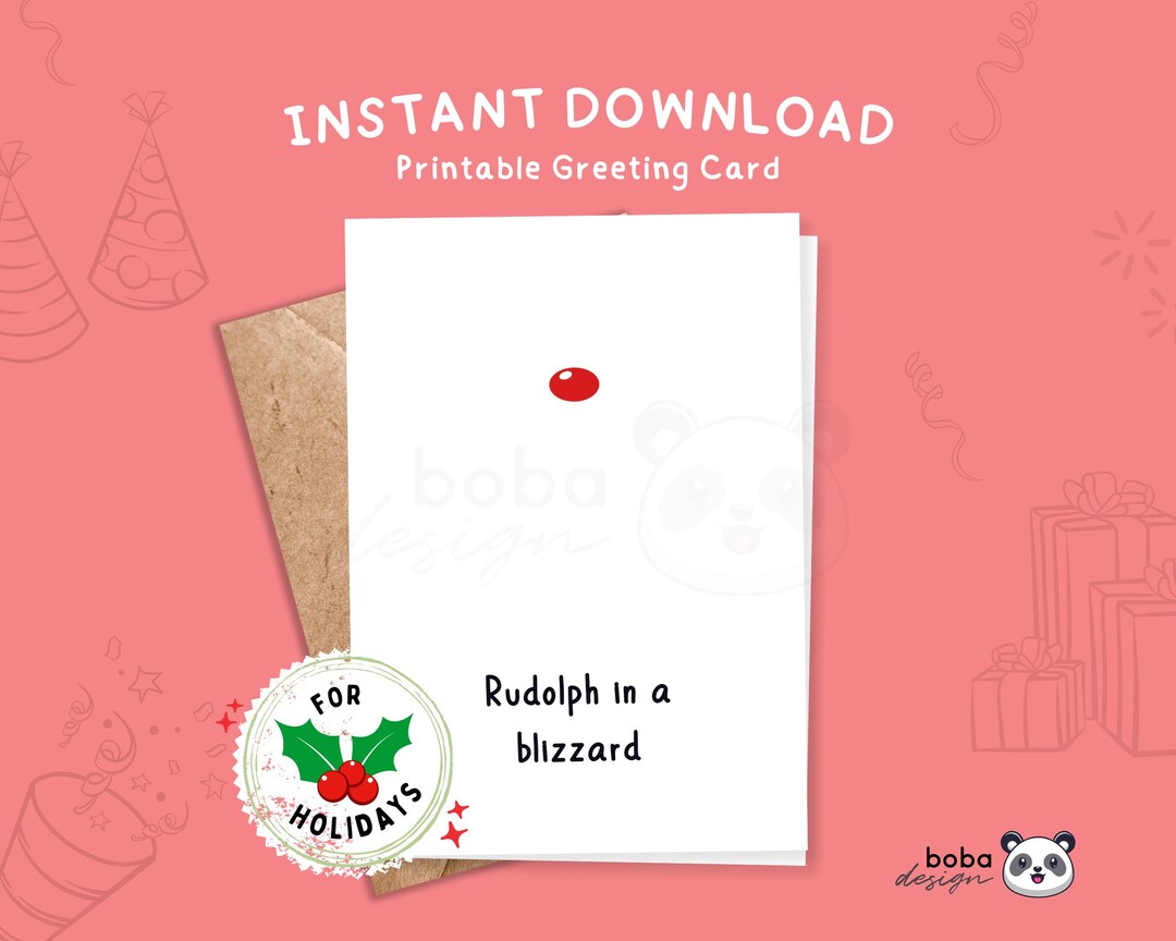 Rudolph in a Blizzard Card Funny Christmas Card for Boyfriend Funny ...