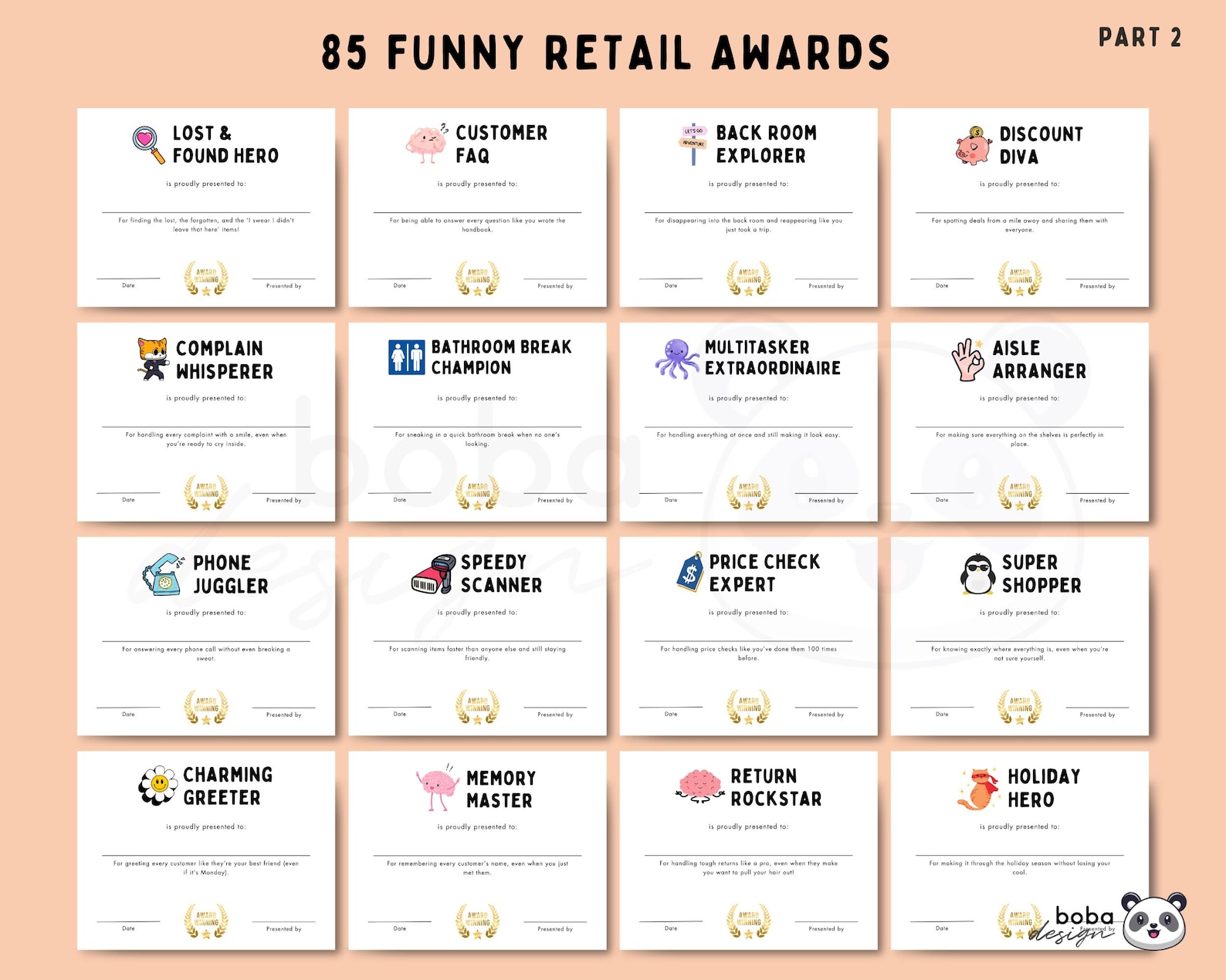 Printable Funny Retail Employee Awards Appreciation Awards Certificates ...
