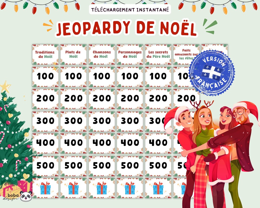 FRENCH Christmas Jeopardy Game Printable Office Party Games for Adults ...