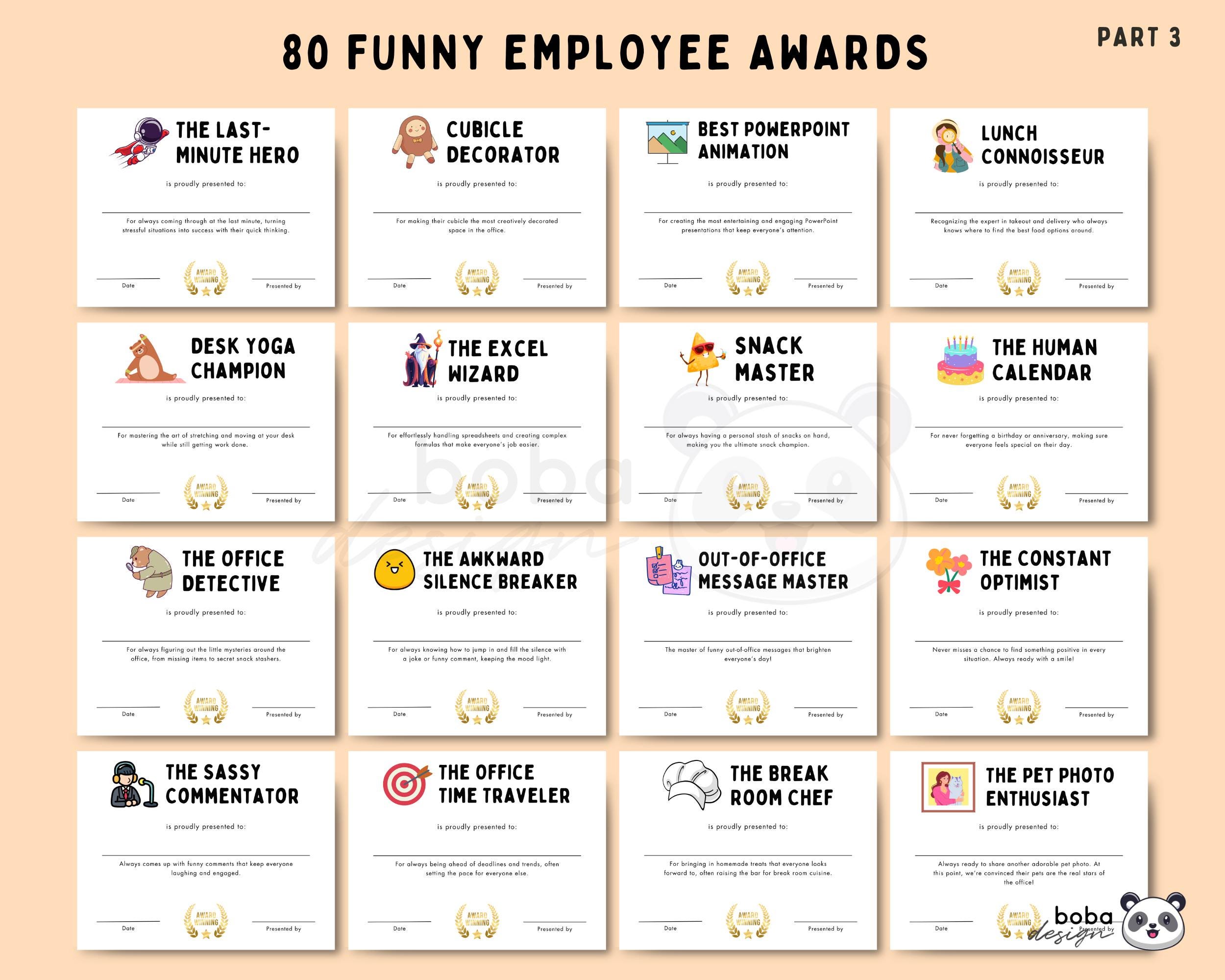 Printable Funny Employee Awards Printable Appreciation Awards ...