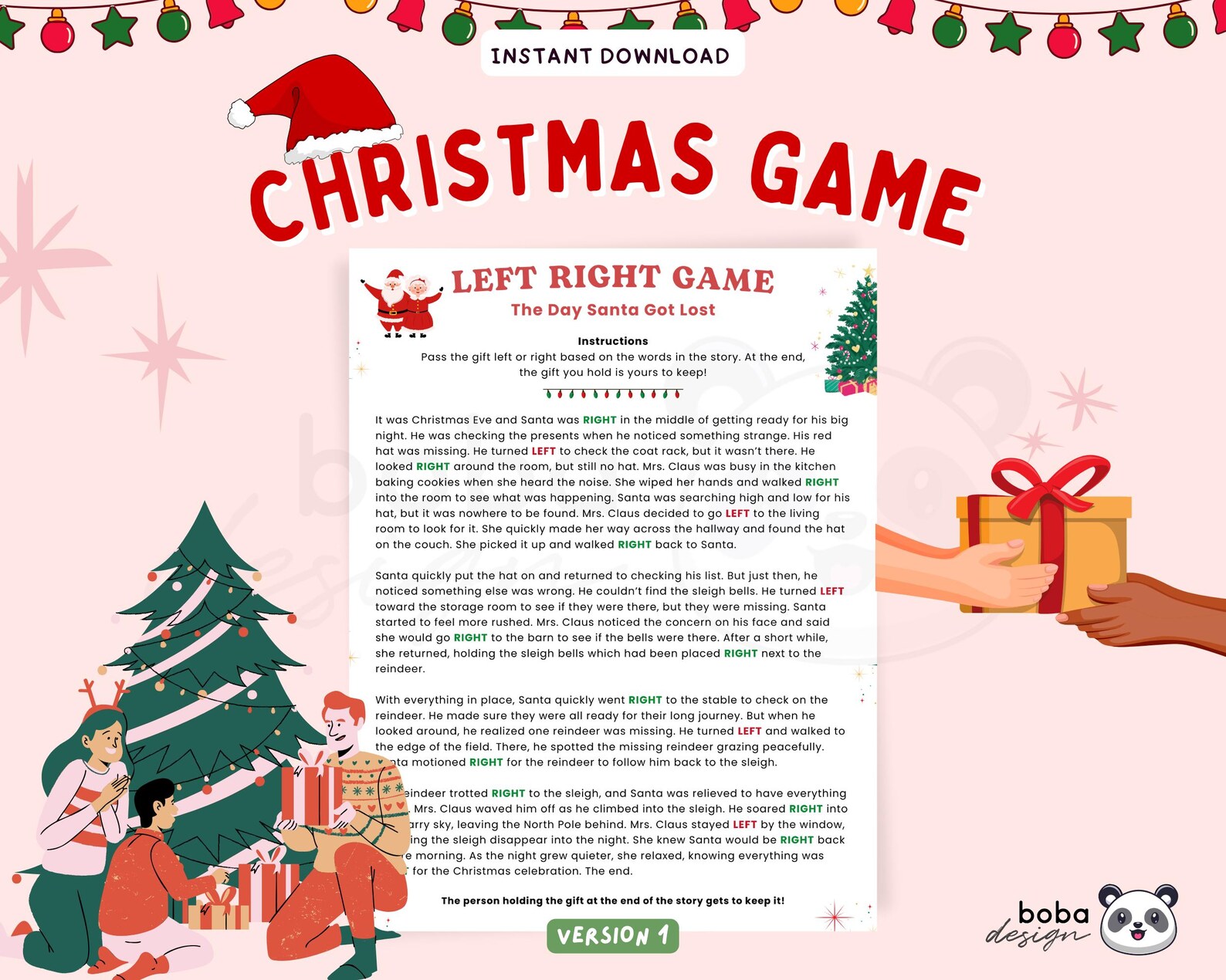 Printable Left Right Game Right Left Game Funny Gift Exchange Game ...