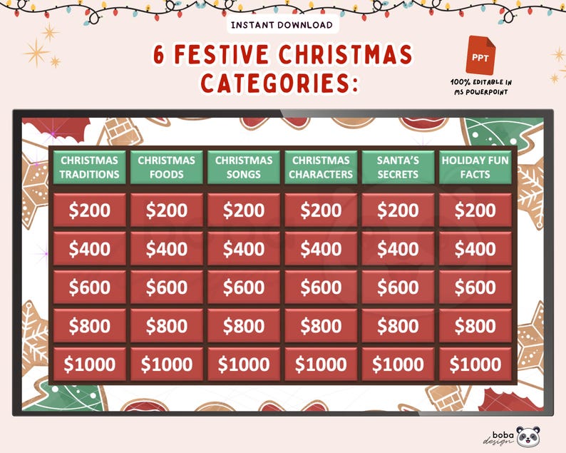 Christmas Jeopardy Game Powerpoint Game Christmas Party Games for ...