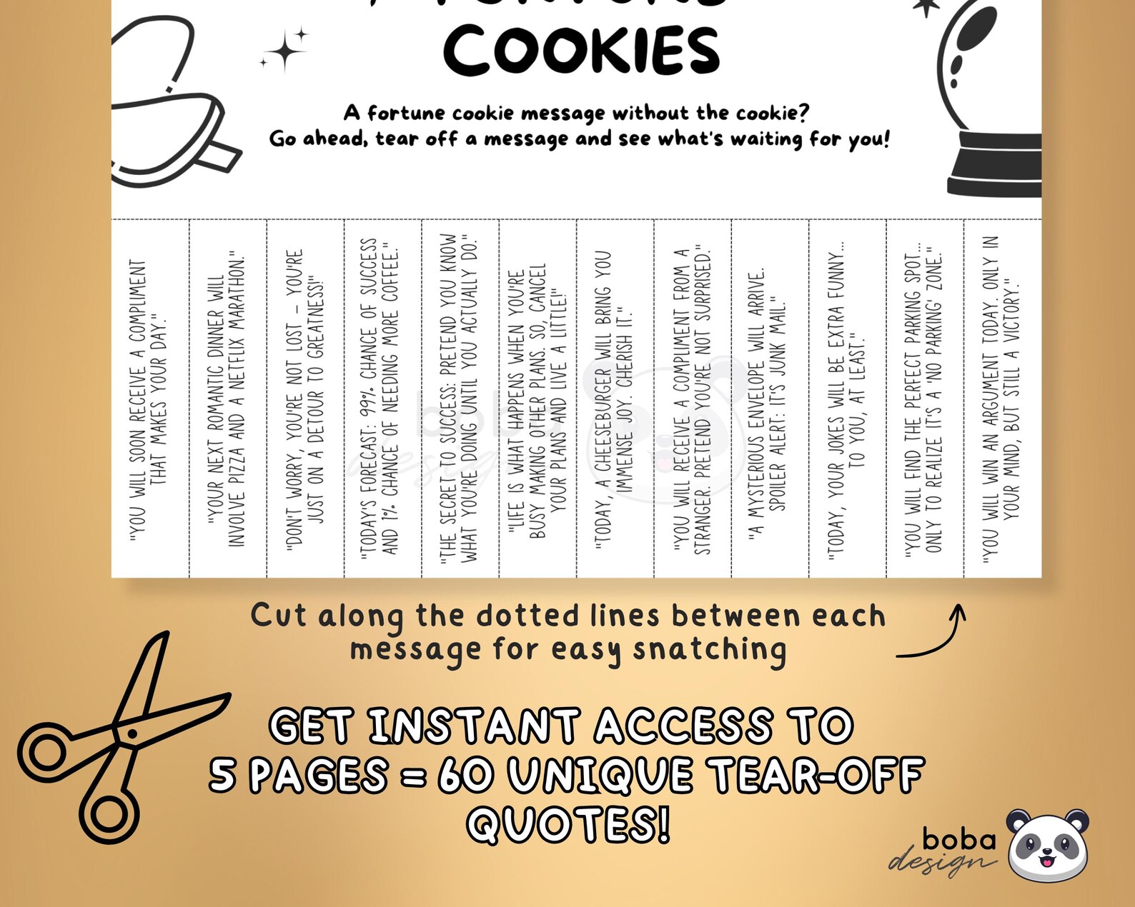 Printable Fortune Cookies Tear off Sign Funny Break Room Wall Decor ...