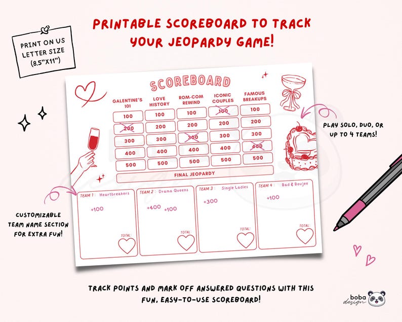 Galentines Day Jeopardy Game, Valentines Day Jeopardy Galentine's Day ...
