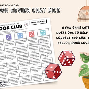 Printable Book Club Game Book Review Game Book Club Dice Game Book Club ...