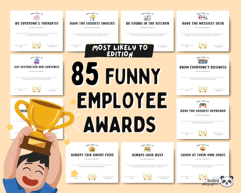 Printable Funny Most Likely to Employee Awards Printable Appreciation ...