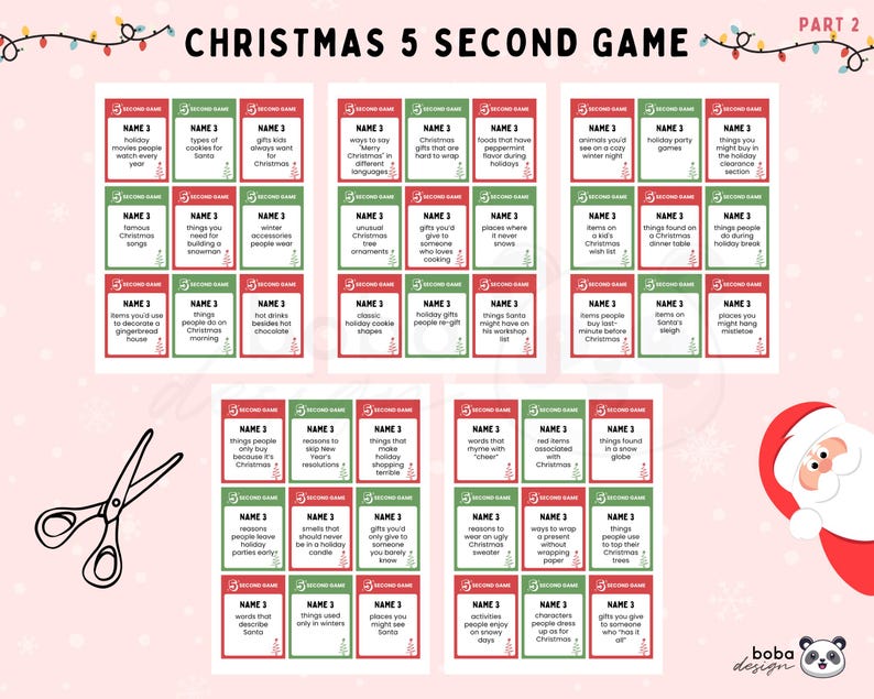 Christmas 5 Second Game Funny Printable Christmas Game Christmas ...