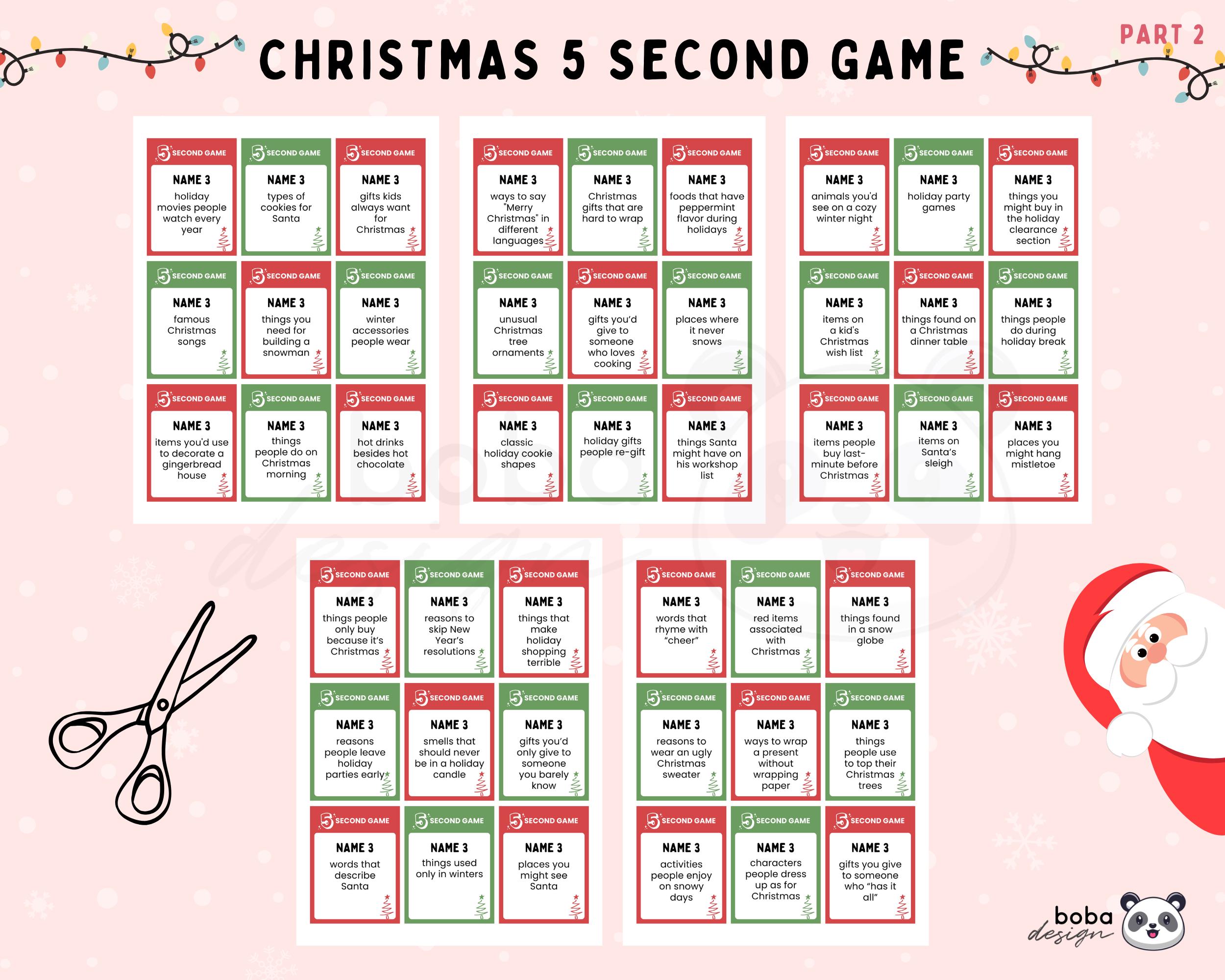Christmas 5 Second Game Funny Printable Christmas Game Christmas ...