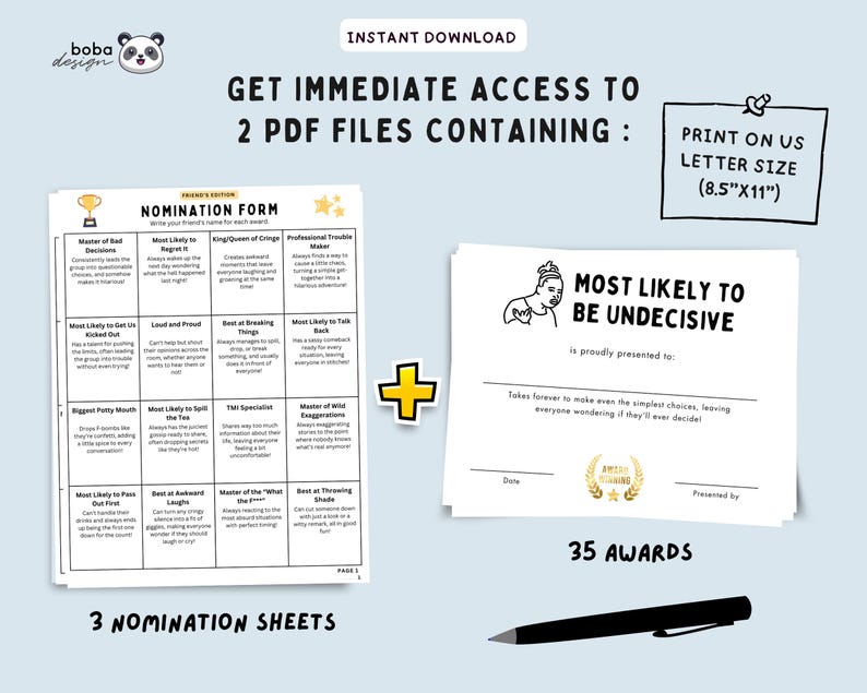 Printable Funny Friends Awards Appreciation Fun Gifts for Friends ...