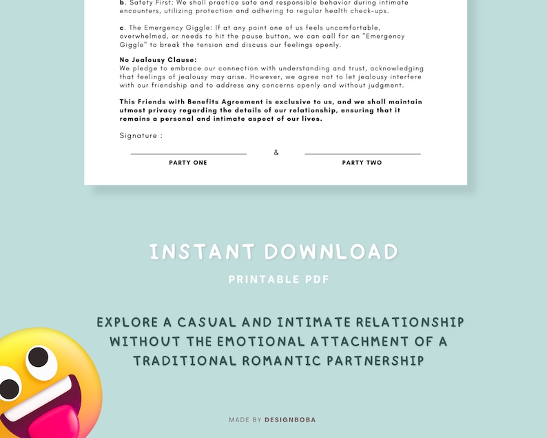 Friends With Benefits Contract - Funny Printable, Funny Relation ...