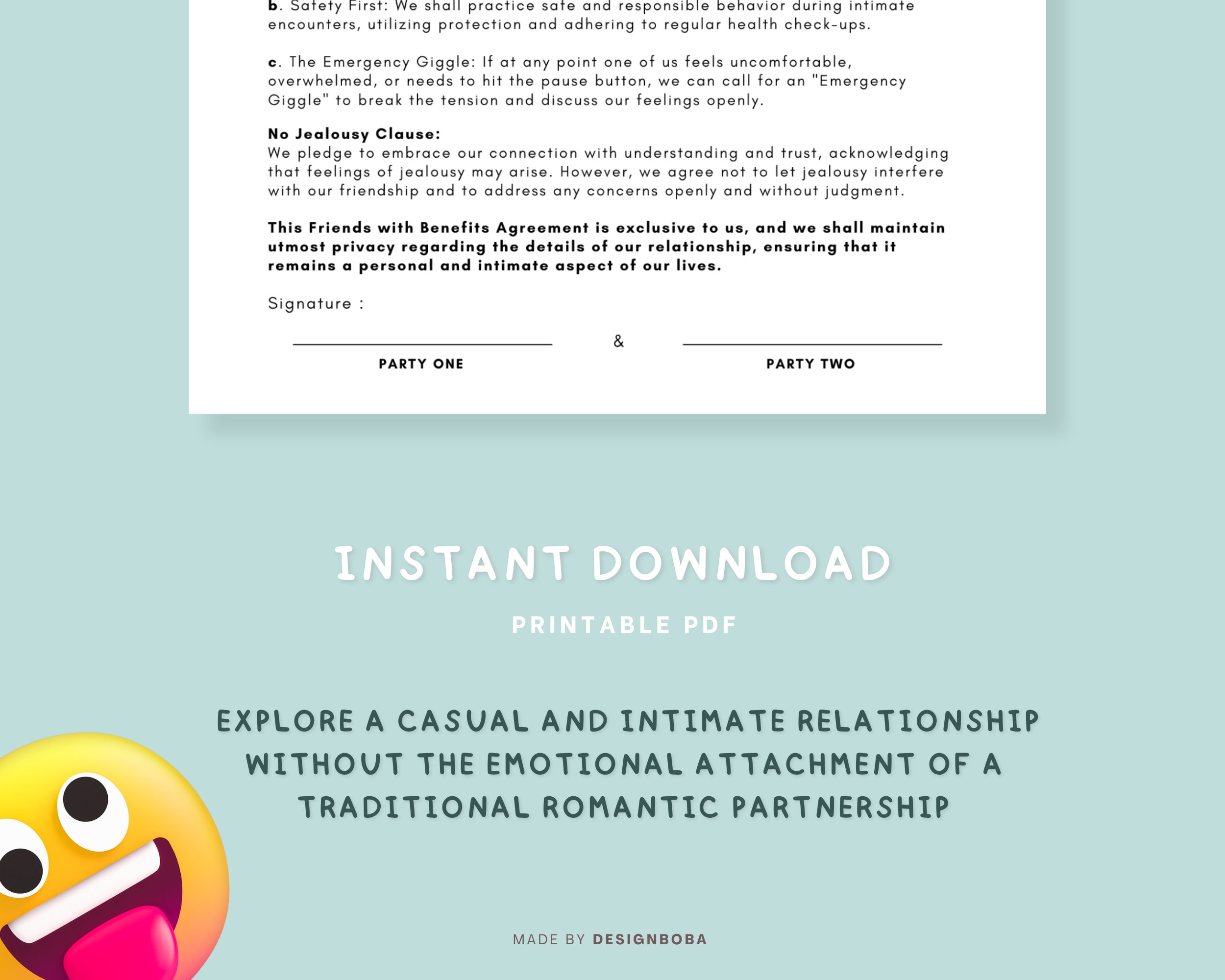 Friends With Benefits Contract Funny Printable Funny Relation Contract