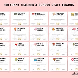 Printable Funny Teacher Awards Teacher and School Staff Appreciation ...