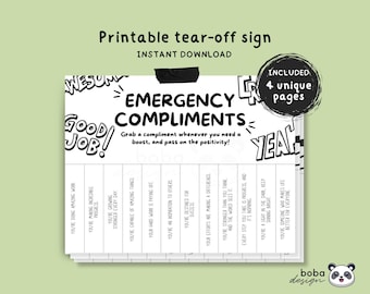 Printable Emergency Compliments Tear off Funny Office Wall, Funny Break ...