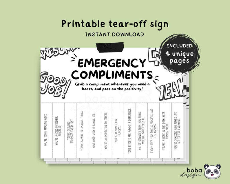 Printable Emergency Compliments Tear off Funny Office Wall, Funny Break ...