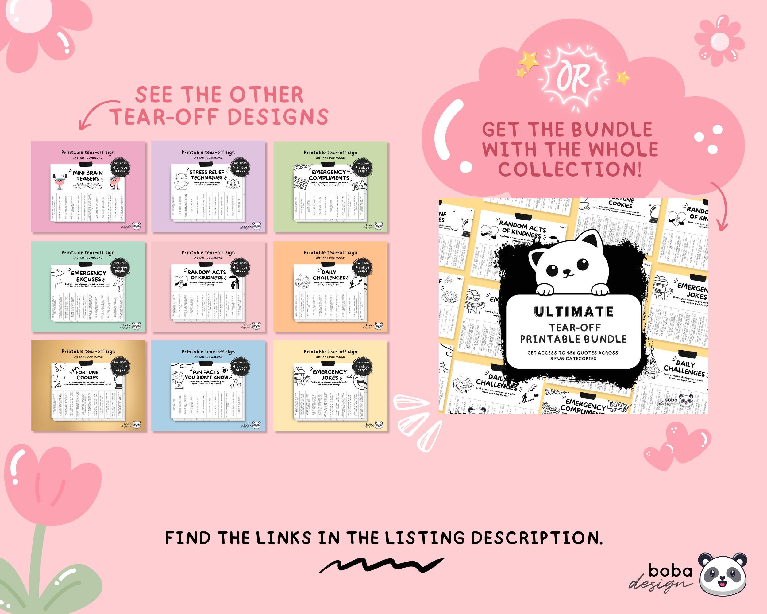 Printable Emergency Excuses Tear off Sign - Funny Office Wall Decor ...