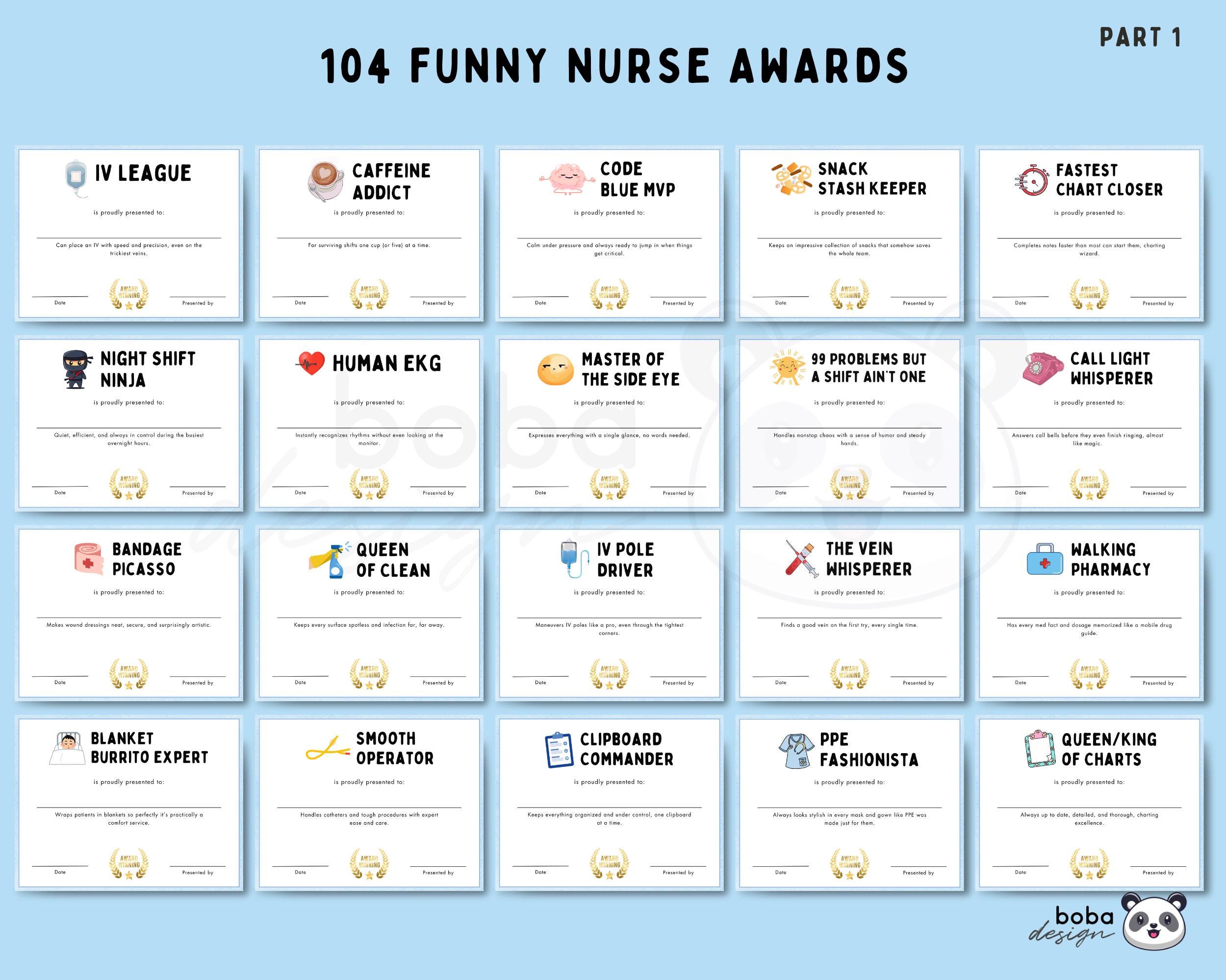 Printable Funny Nurse Awards Certificates Funny Rn Appreciation Award