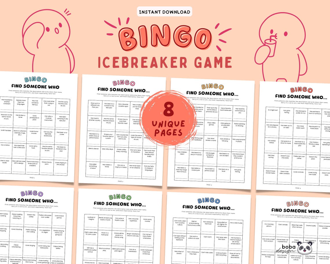 Printable Get to Know You Bingo Cards Find Someone Who Icebreaker Games ...