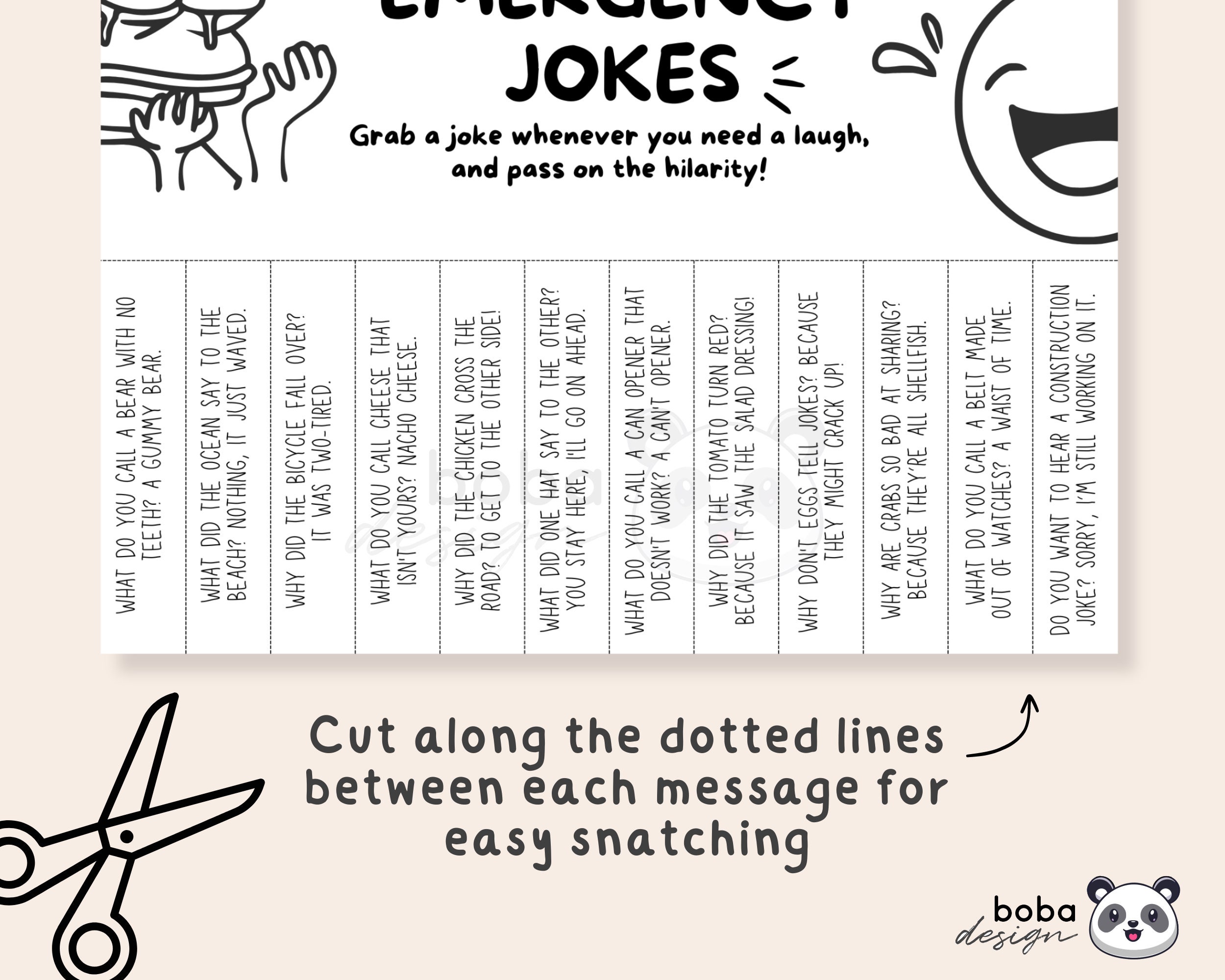 Printable Emergency Jokes Tear off Sign Funny Office Wall Decor Funny ...