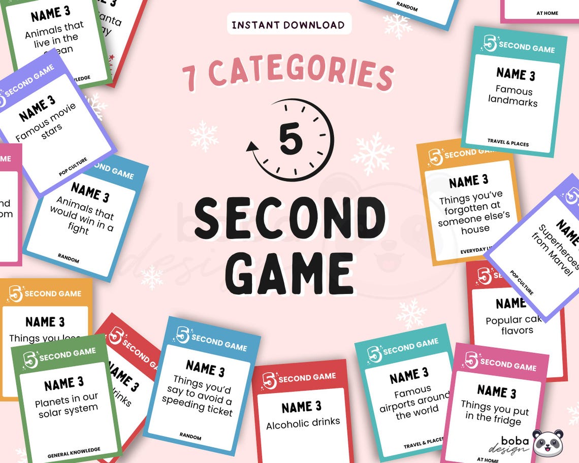 Funny Printable 5 Second Game Printable Christmas Game for Adults ...