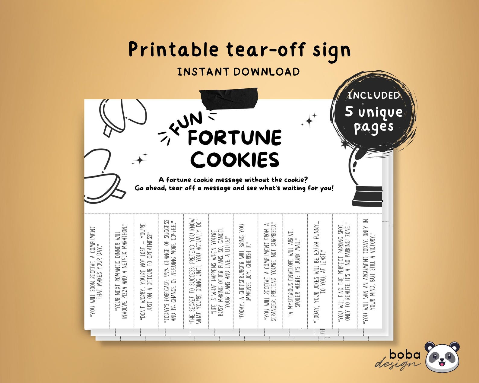 Printable Fortune Cookies Tear off Sign Funny Break Room Wall Decor ...