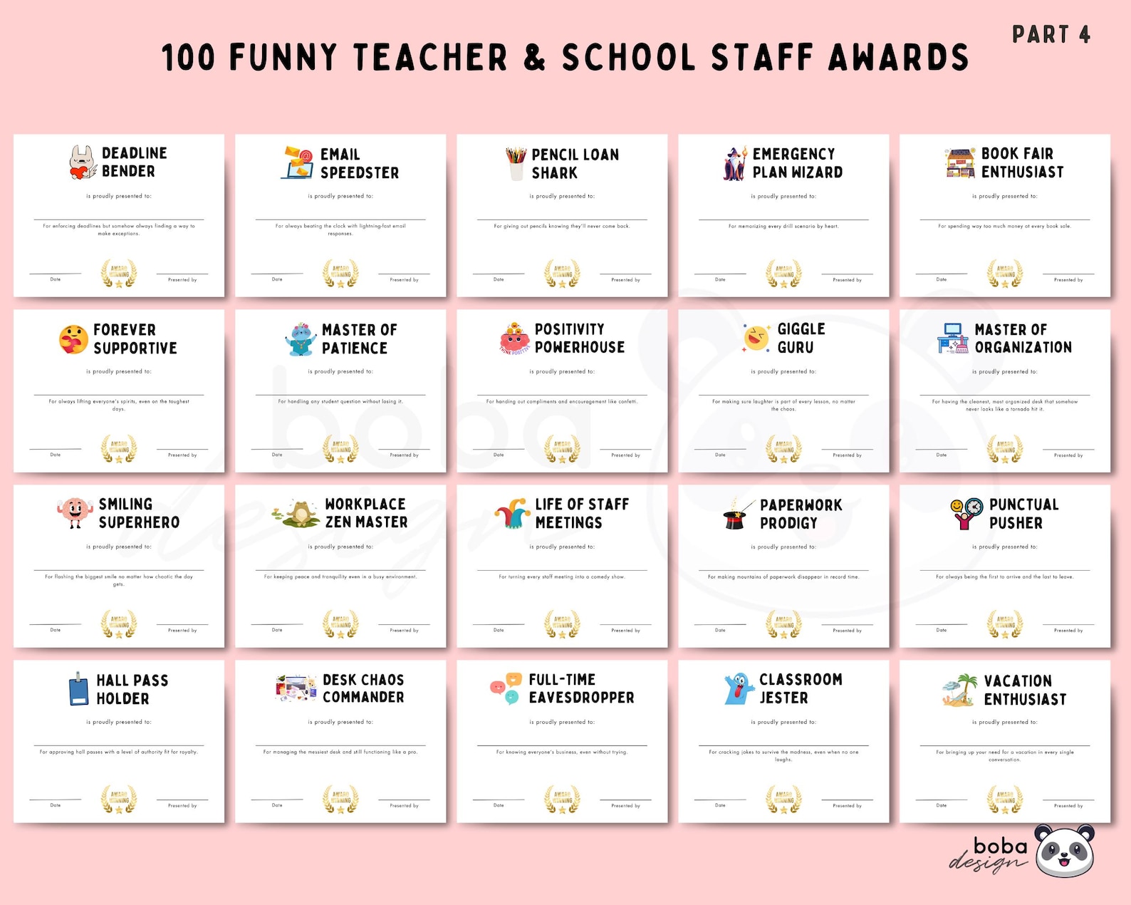 Printable Funny Teacher Awards Teacher and School Staff Appreciation ...