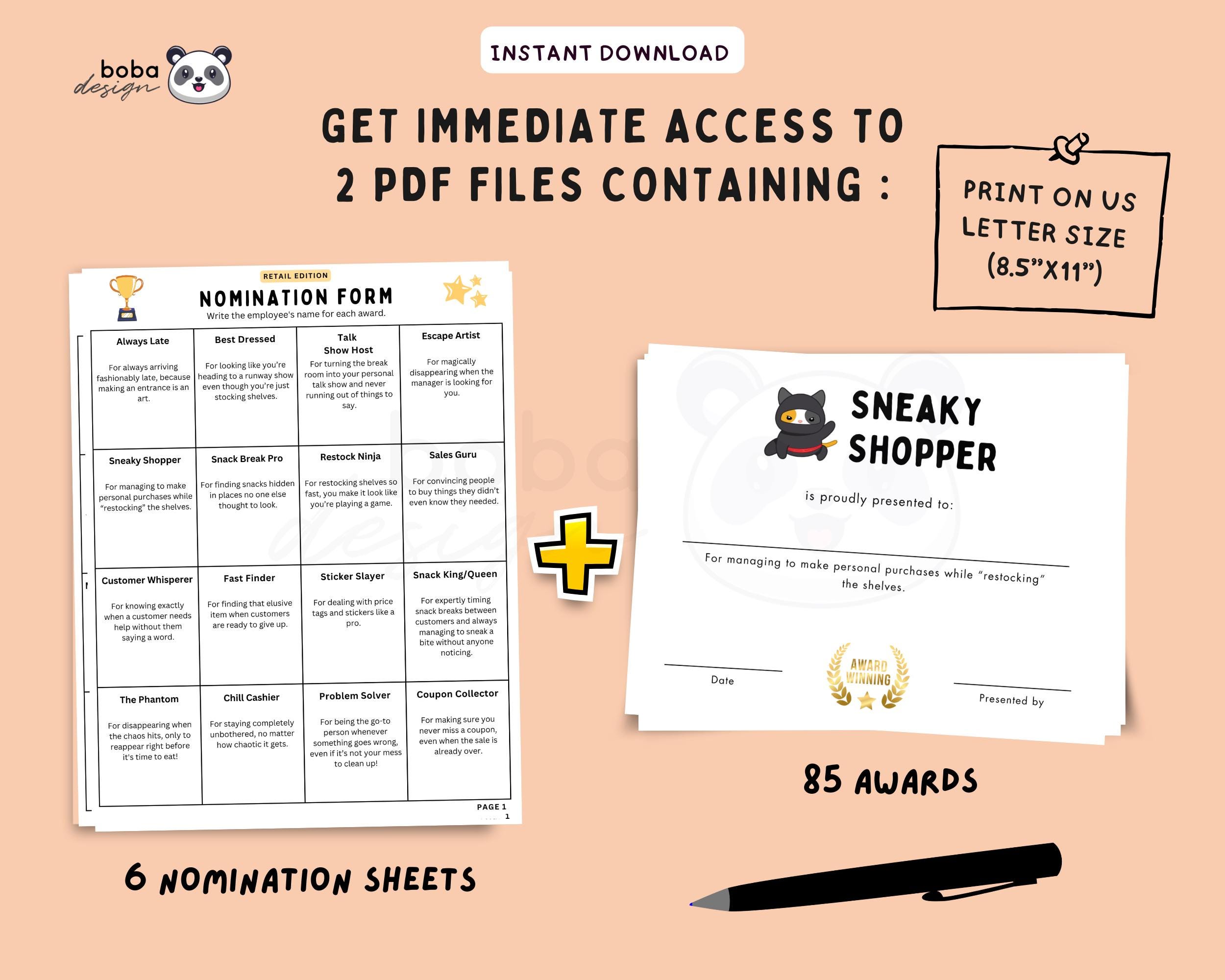 Printable Funny Retail Employee Awards Appreciation Awards Certificates ...