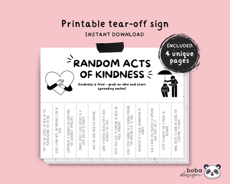 Printable Random Act of Kindness Tear off Sign Funny Games Funny ...