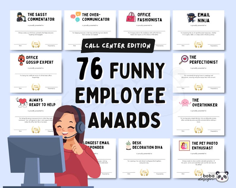 Printable Funny Call Center Employee Awards Appreciation Awards ...